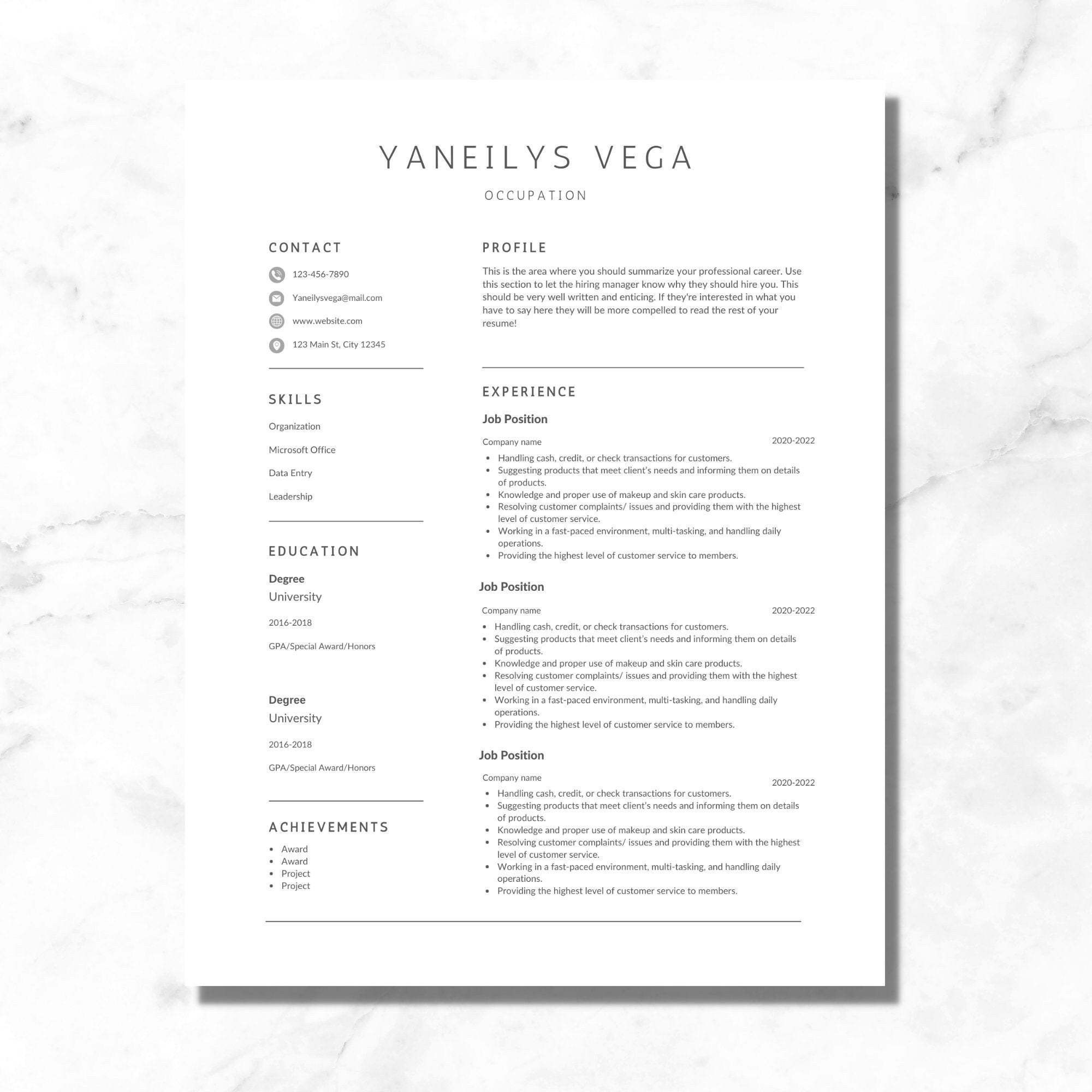 Modern Resume Template, Cover Letter Template, Canva Templates ...