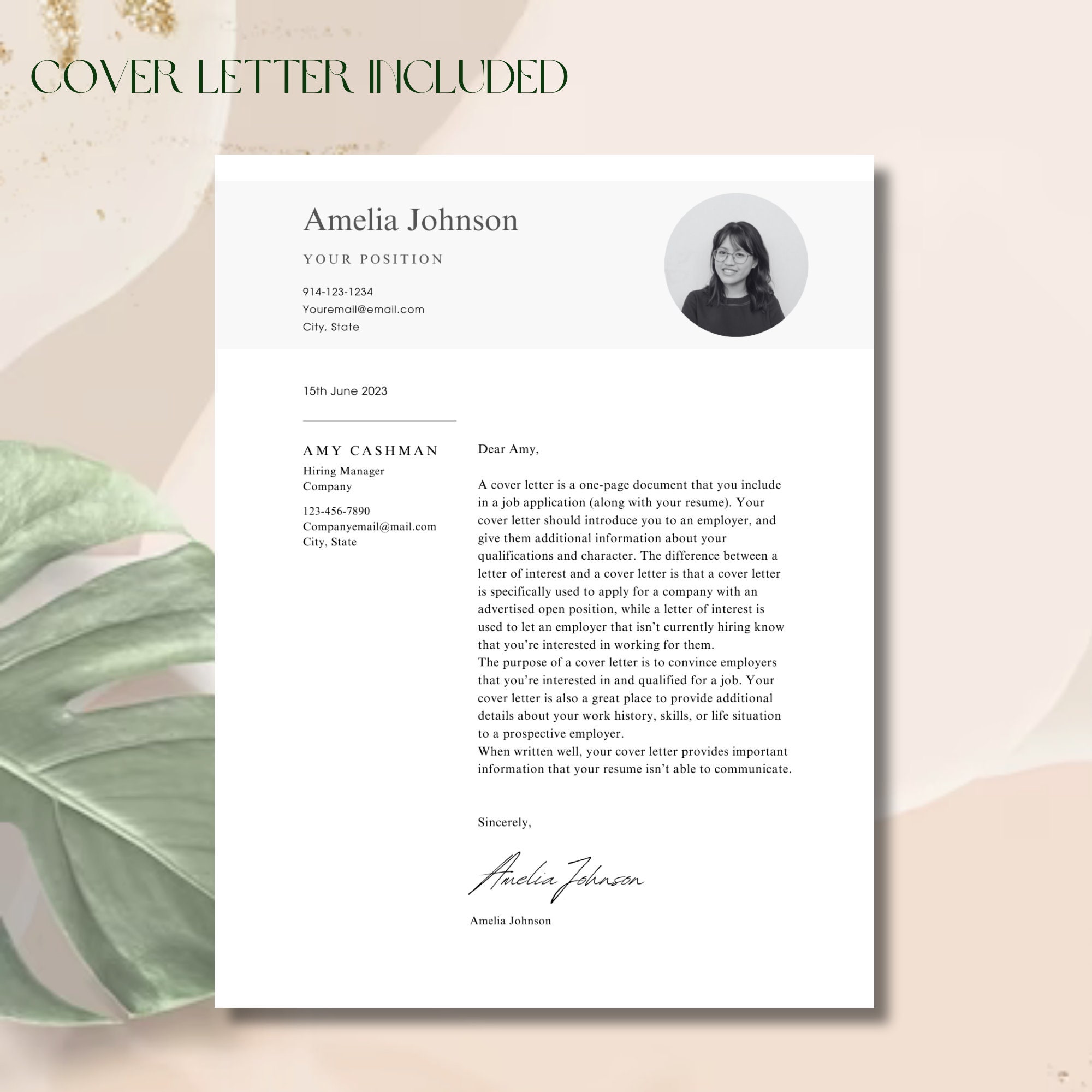 Modern Resume Template, 2 Page Resume, CV Template, Professional Resume ...