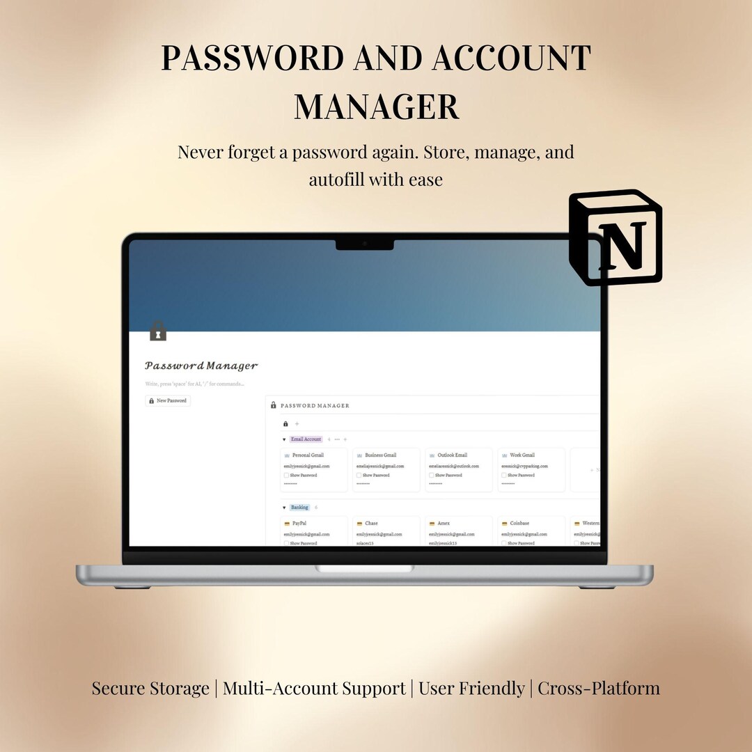 Password Manager Template, Notion Template, Password Tracker, Password Organizer, Personal Life ...