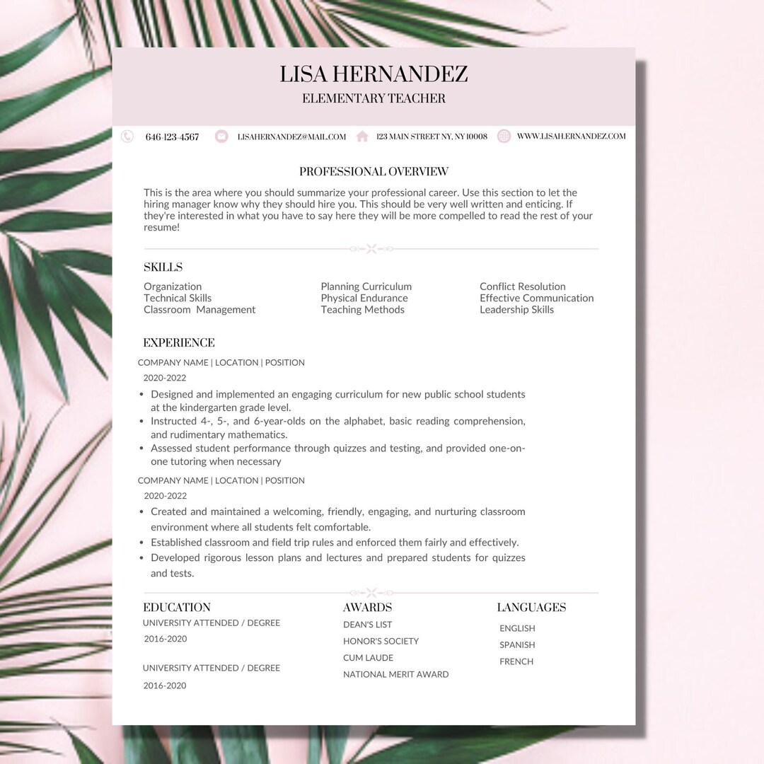 Pastel Pink Resume Template, CV Template, Canva Templates, Pink CV ...