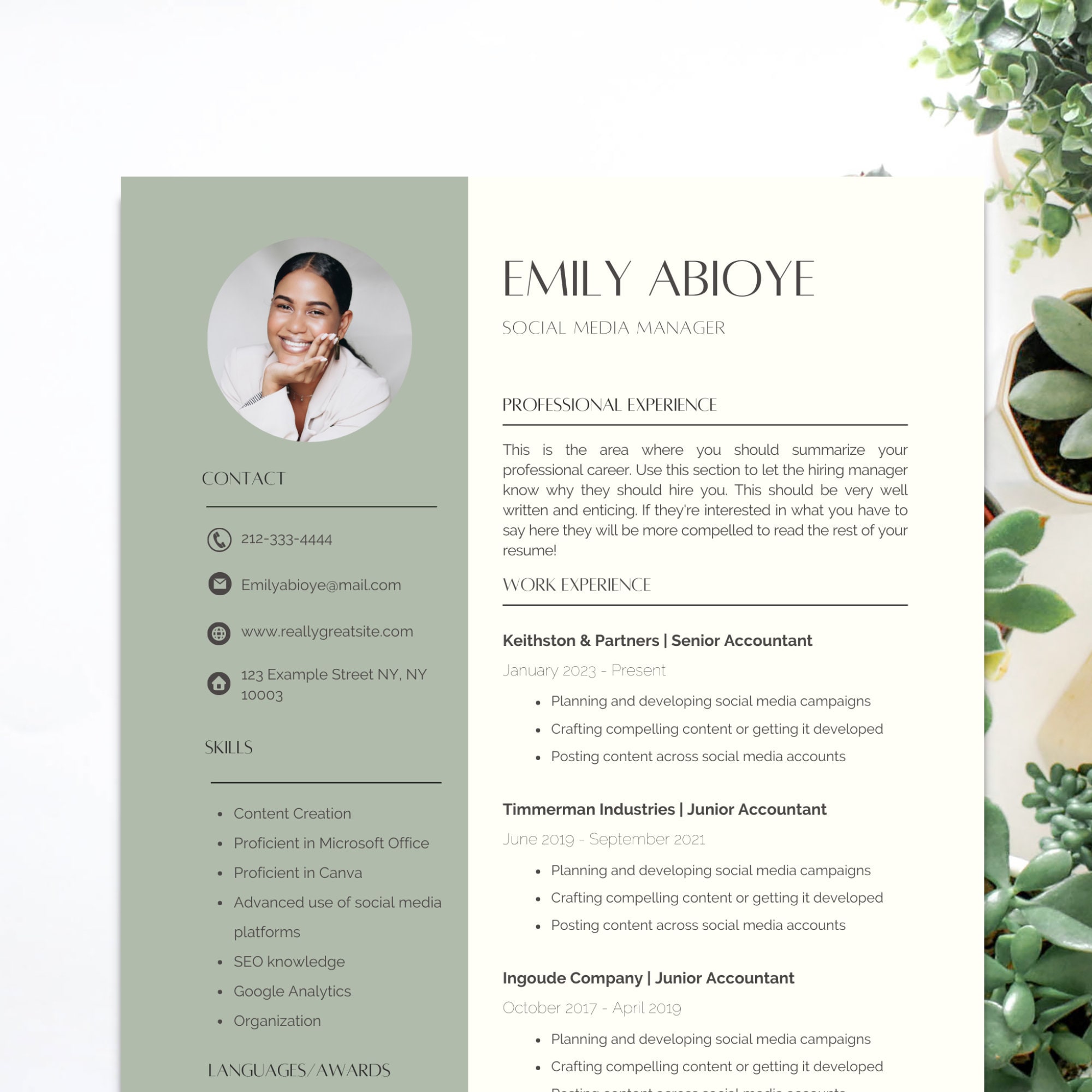 Sage Green Resume Template, CV Template, Sage Green Cover Letter, Canva ... Sage Green Resume Template, CV Template, Sage Green Cover Letter, Canva ...