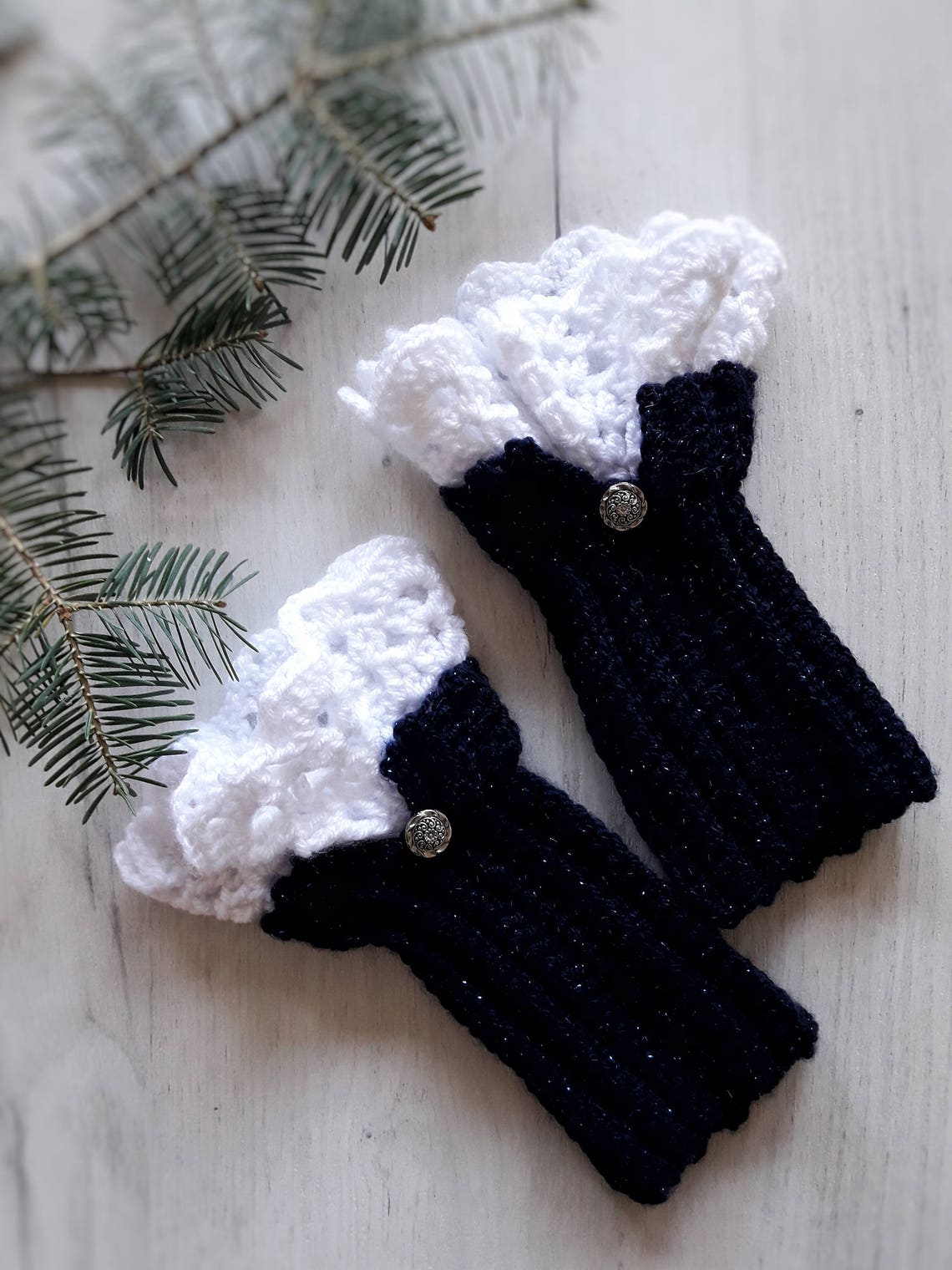 Ruffled Crochet Fingerless Gloves, Frilly Gloves, Handmade Mid Length ...