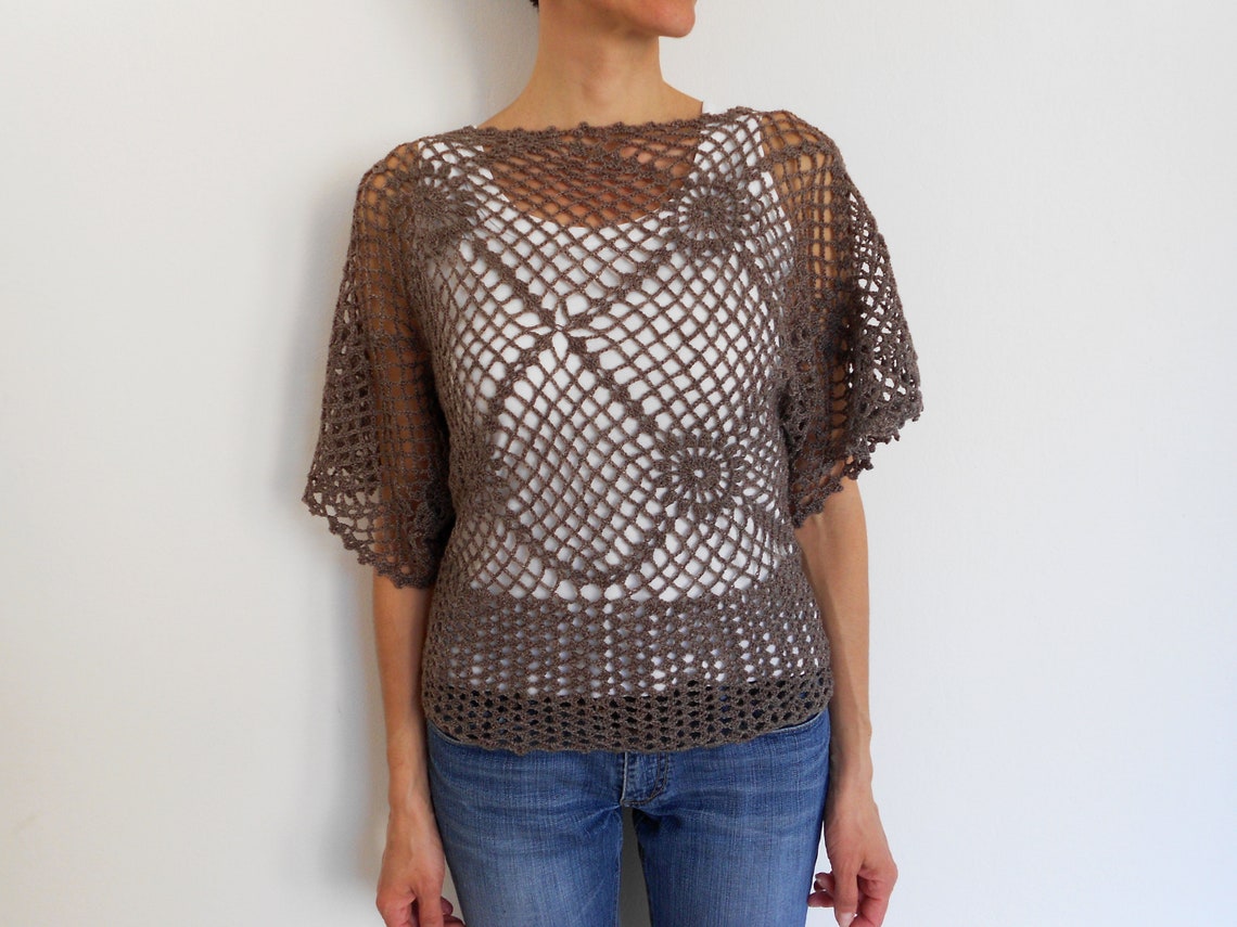 Crochet Mesh Top Boho Top See Through Top Gipsy Top Sheer - Etsy