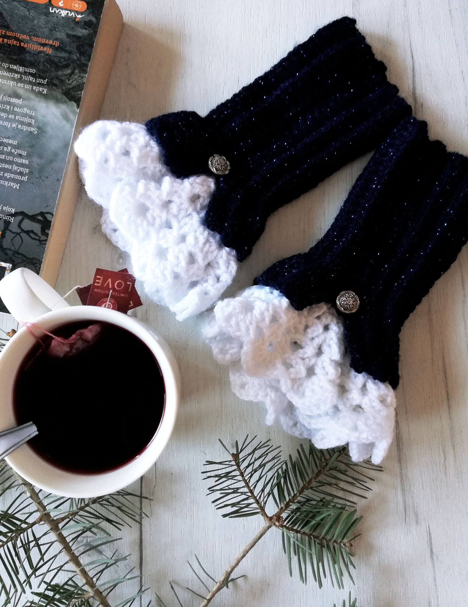 Ruffled Crochet Fingerless Gloves, Frilly Gloves, Handmade Mid Length ...