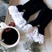 Ruffled Crochet Fingerless Gloves, Frilly Gloves, Handmade Mid Length ...
