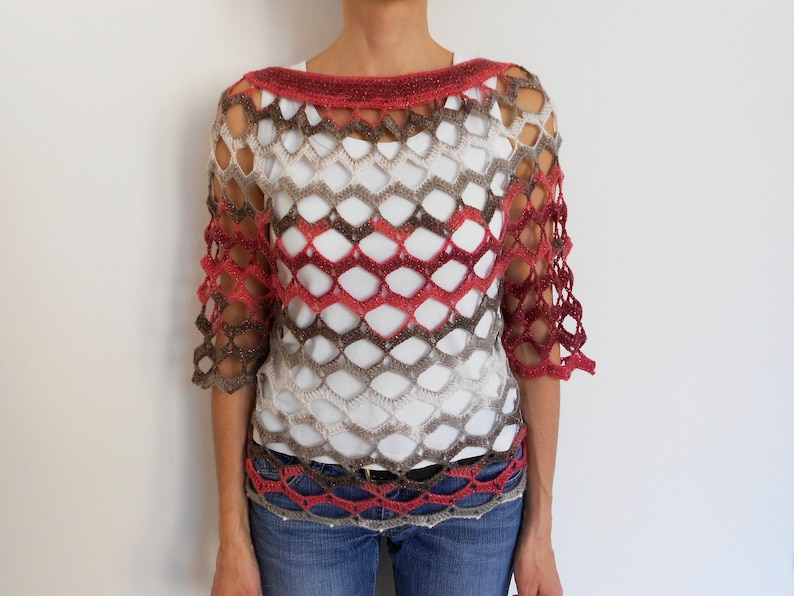 Crochet Mesh Top, Boho Top, See Through Top, Sheer Boho Mesh Tunic ...