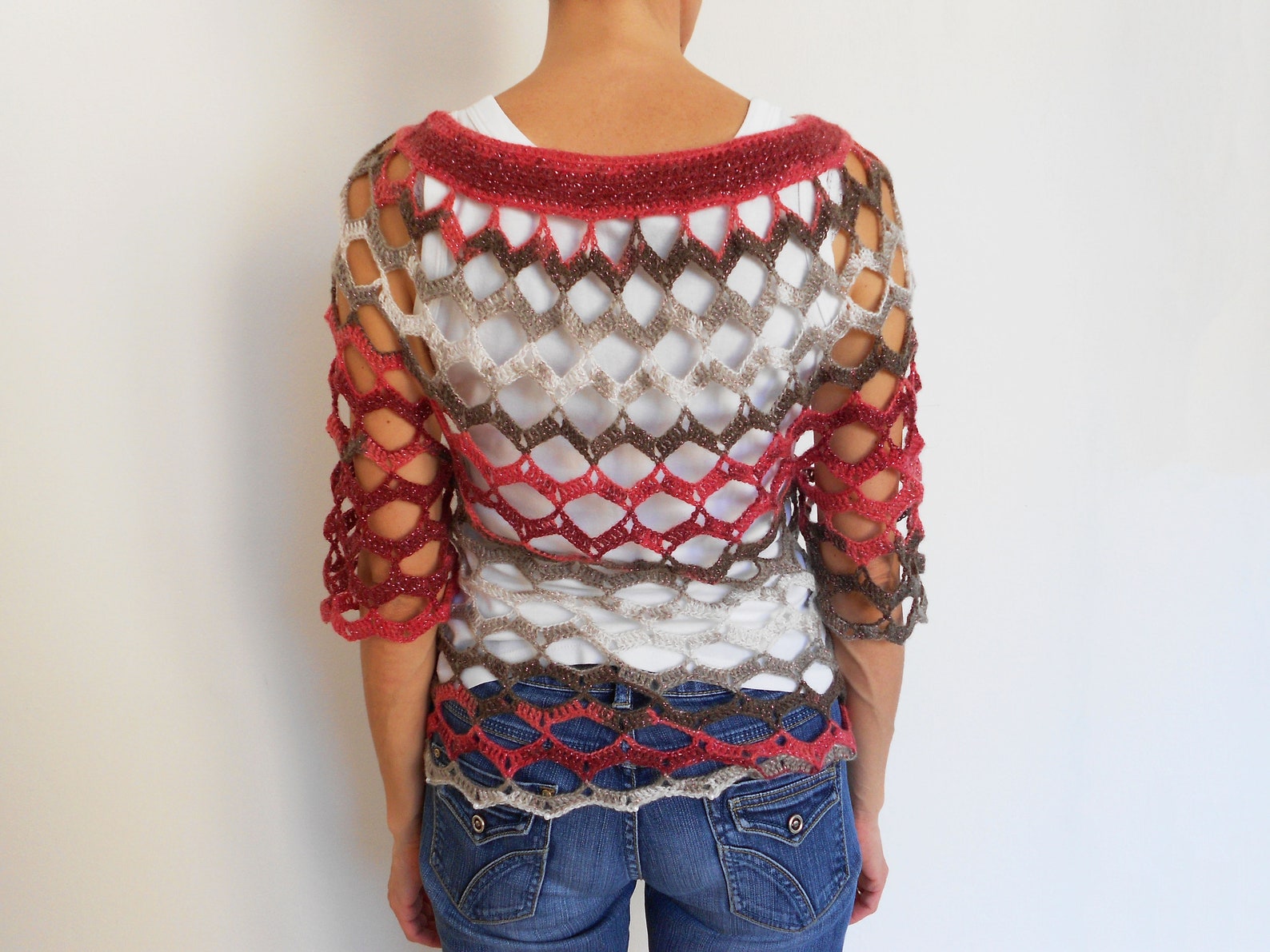 Crochet Mesh Top, Boho Top, See Through Top, Sheer Boho Mesh Tunic ...