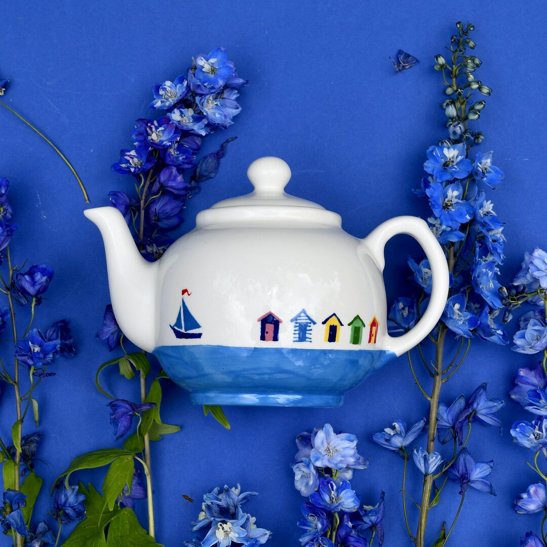 Beach Huts Teapot - Can Be Personalised - Hand Painted - Etsy