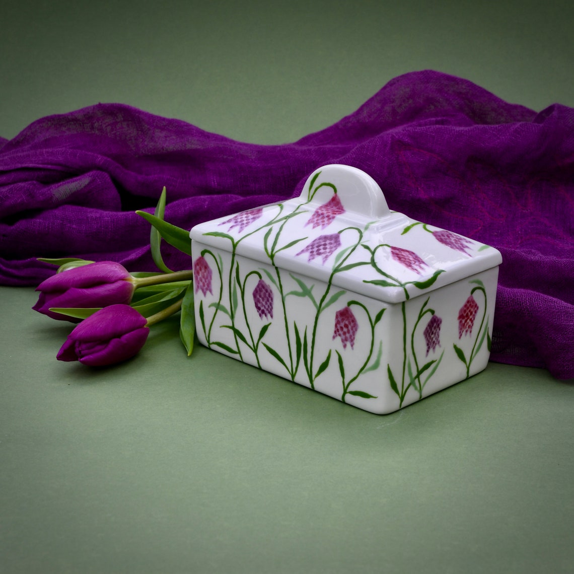 Snake’s Head Fritillary Butter Dish - Can Be Personalised - Hand ...