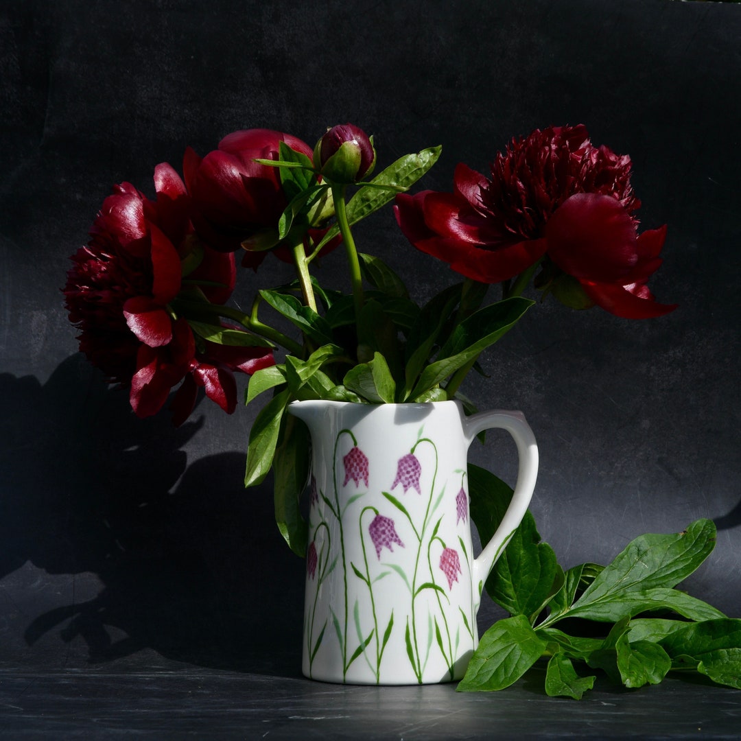 Snake’s Head Fritillary Farmhouse Jug - Can Be Personalised - Hand ...