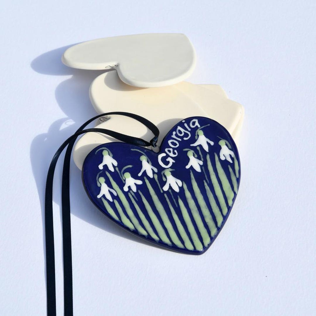 Snowdrop Heart Decoration - Can Be Personalised - Hand Painted - Etsy
