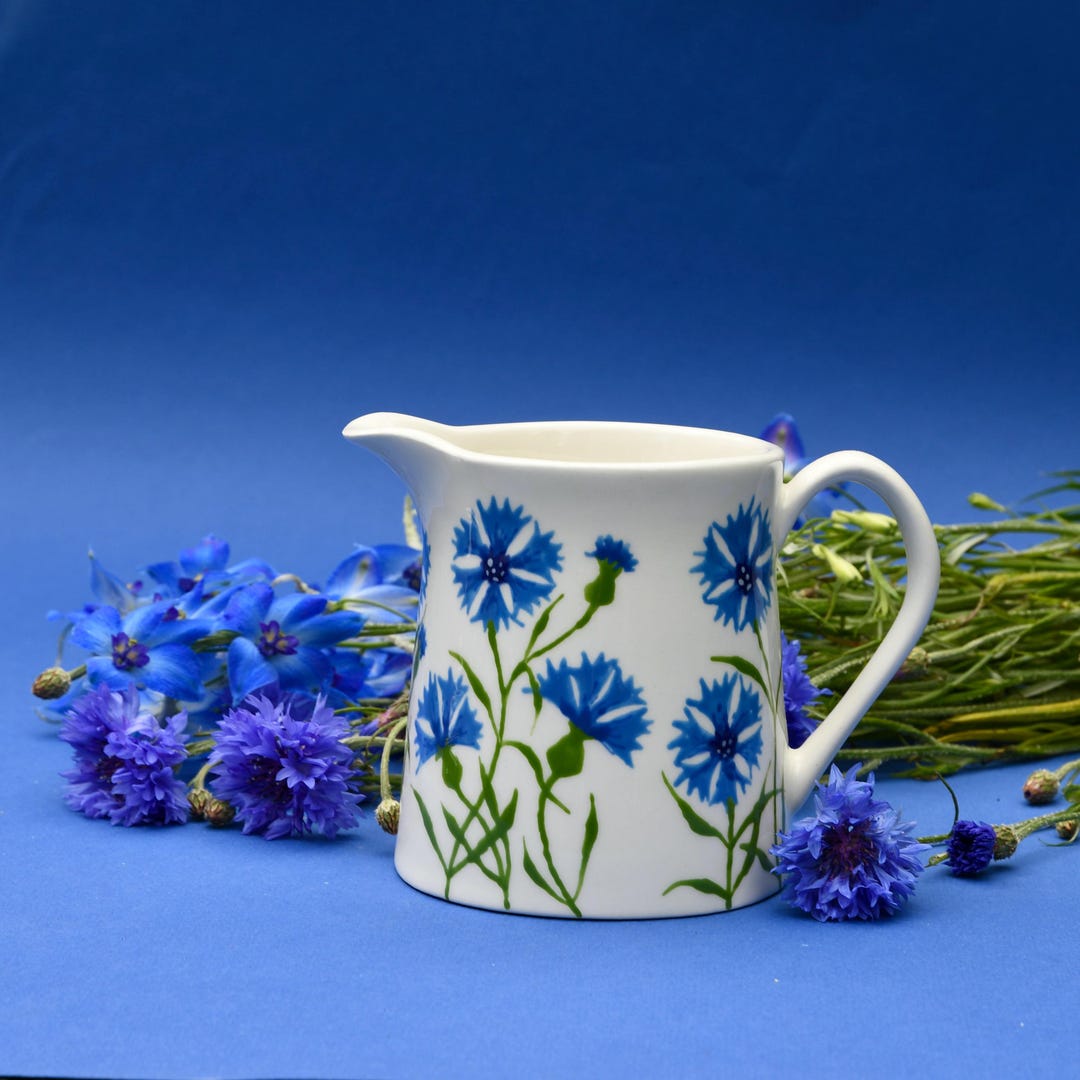 Cornflower Milk Jug - Can Be Personalised - Hand Painted - Etsy