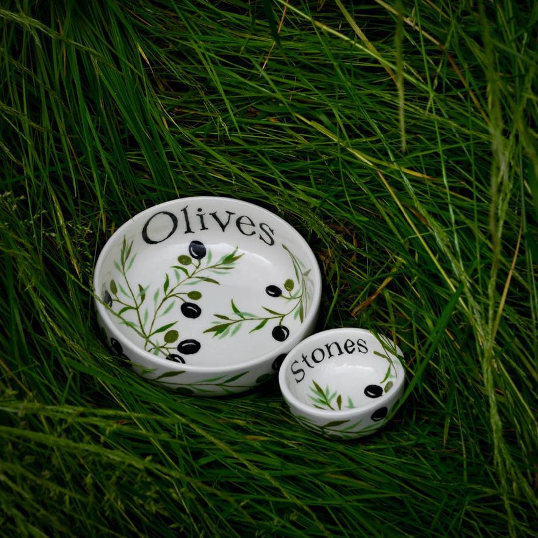 Olives and Stones Bowls - Hand Painted - Etsy