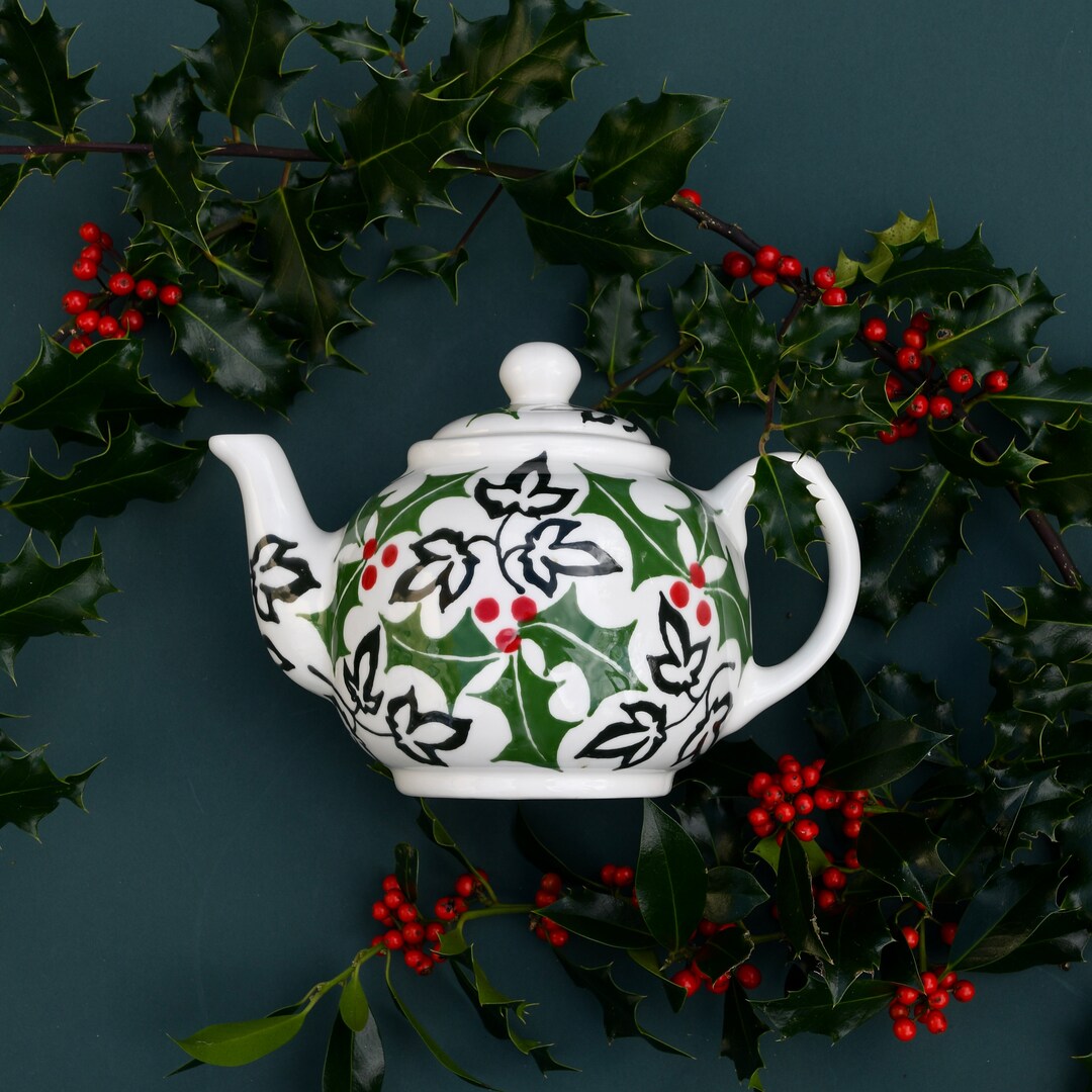 Christmas Holly and Ivy Teapot Can Be Personalised Hand Painted - Etsy