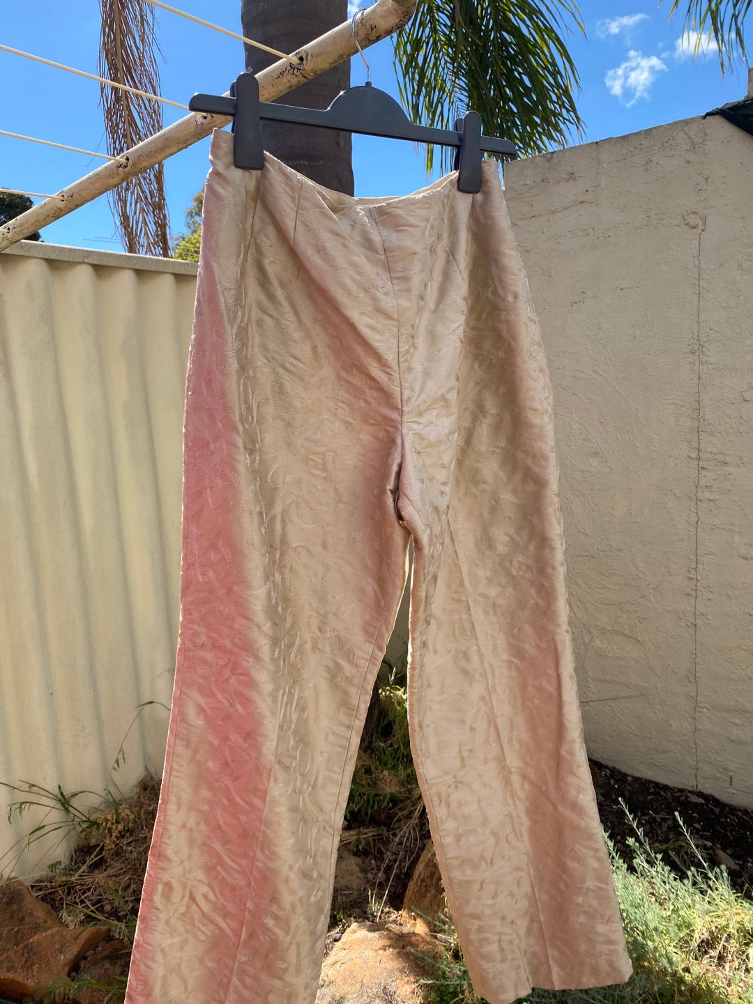 Vintage Talbot’s Silk Capri Pants - Taupe Embroidered Silk Capri Pants ...