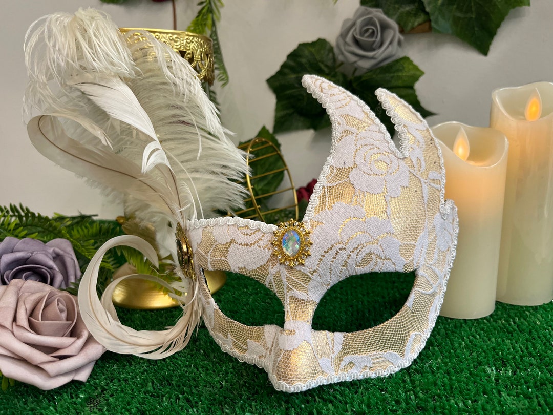 Papier-mâché Mask Decorated With Fabric and Feathers - Etsy