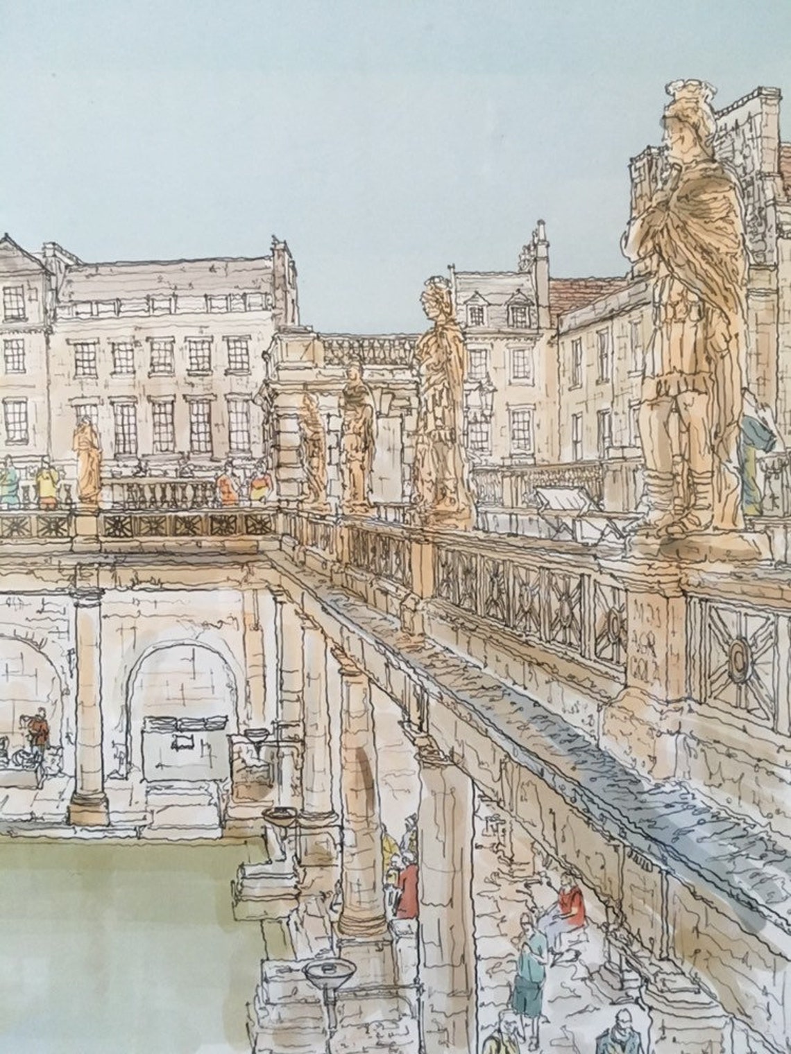 The Roman Baths and Bath Abbey Bath Hand Drawing Bath - Etsy UK