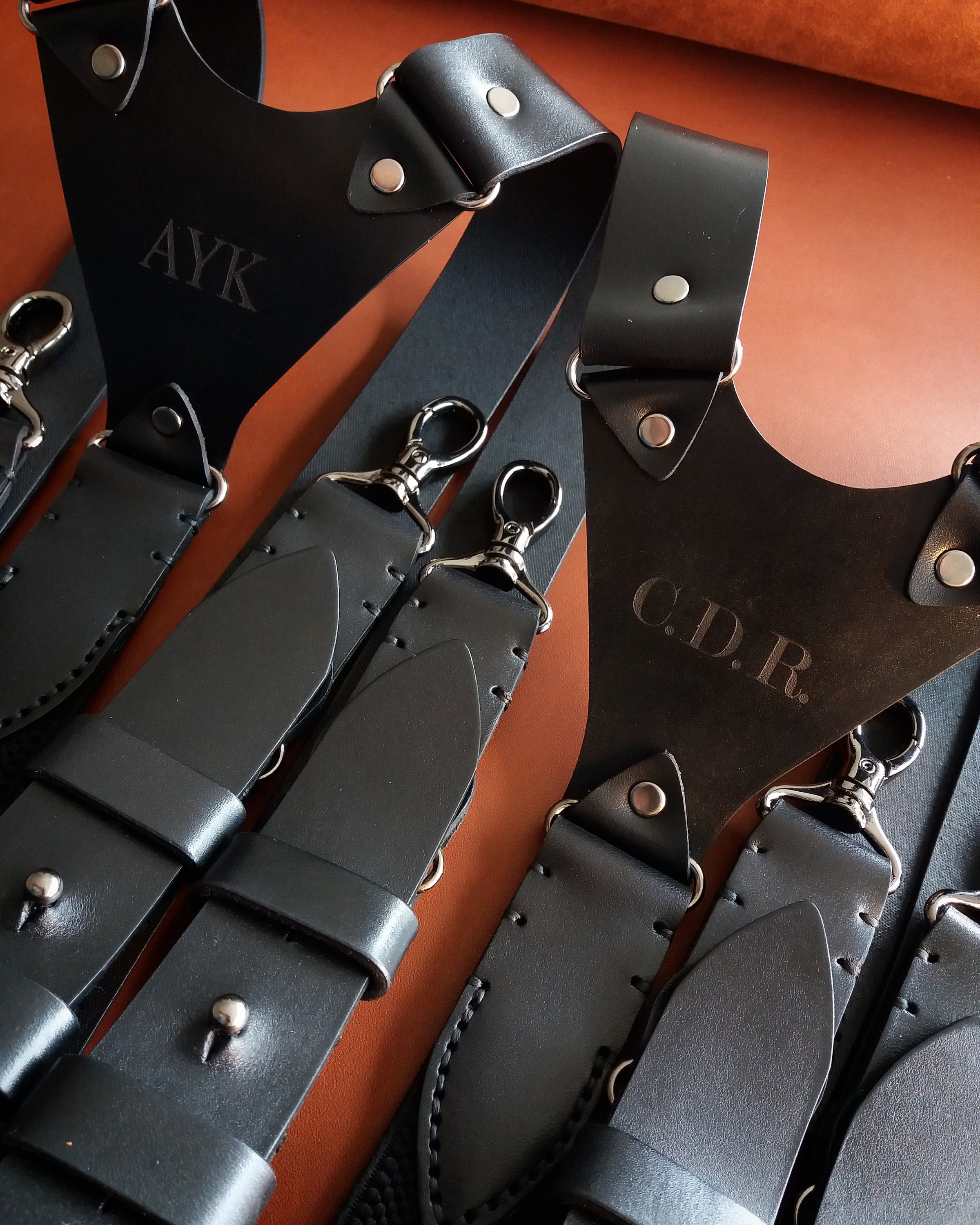 Mens Leather Suspenders Black Leather Suspenders Wedding Suspenders ...