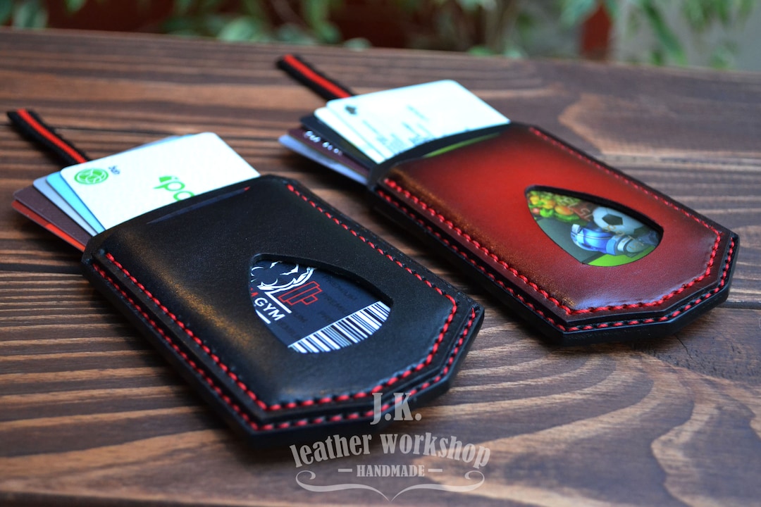 Slim Leather Card Holder, Leather Credit Card Wallet, Leather Bank Card ...