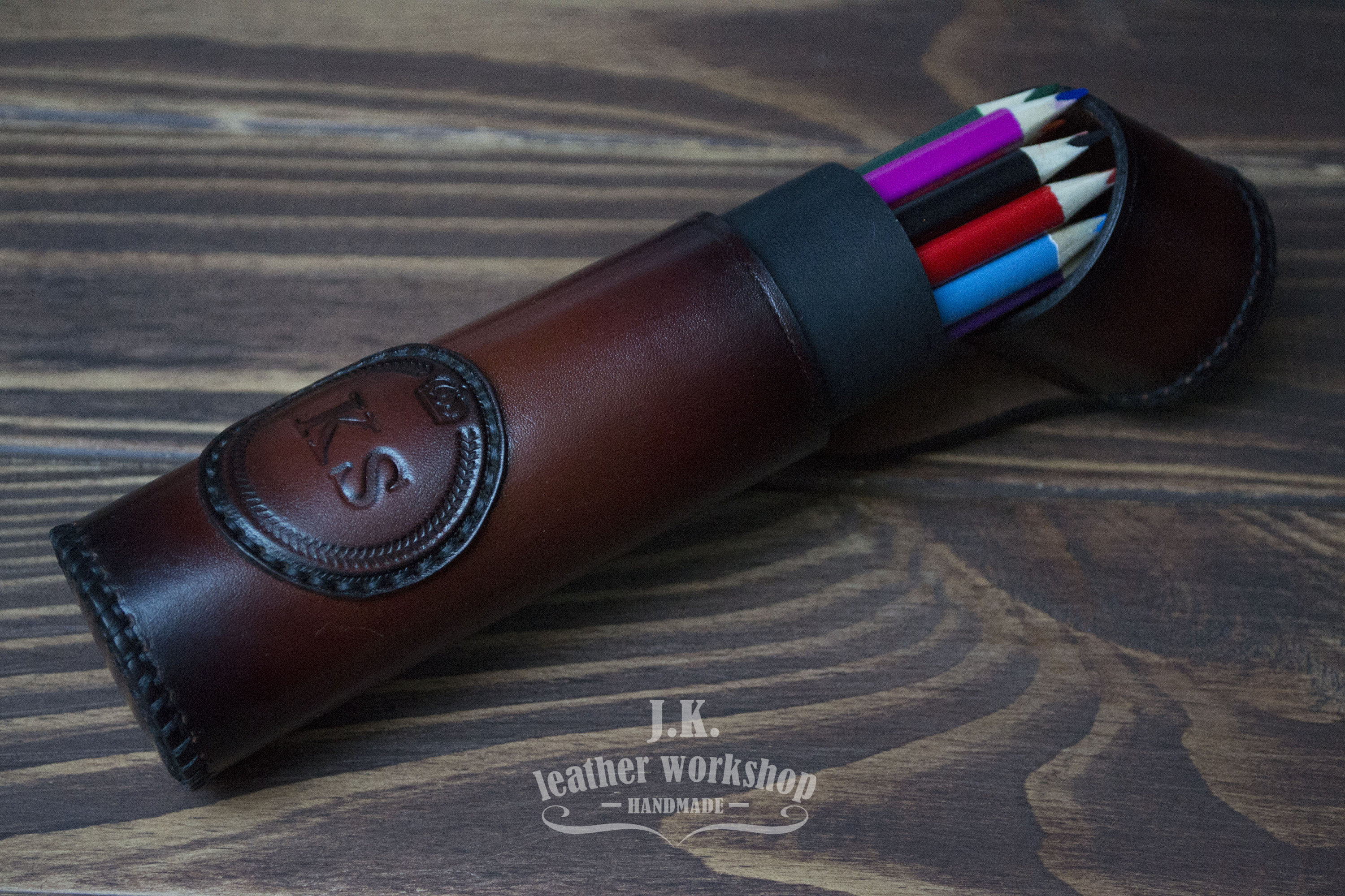 Custom Leather Pencil Case. Personalized Pencil Organizer. | Etsy