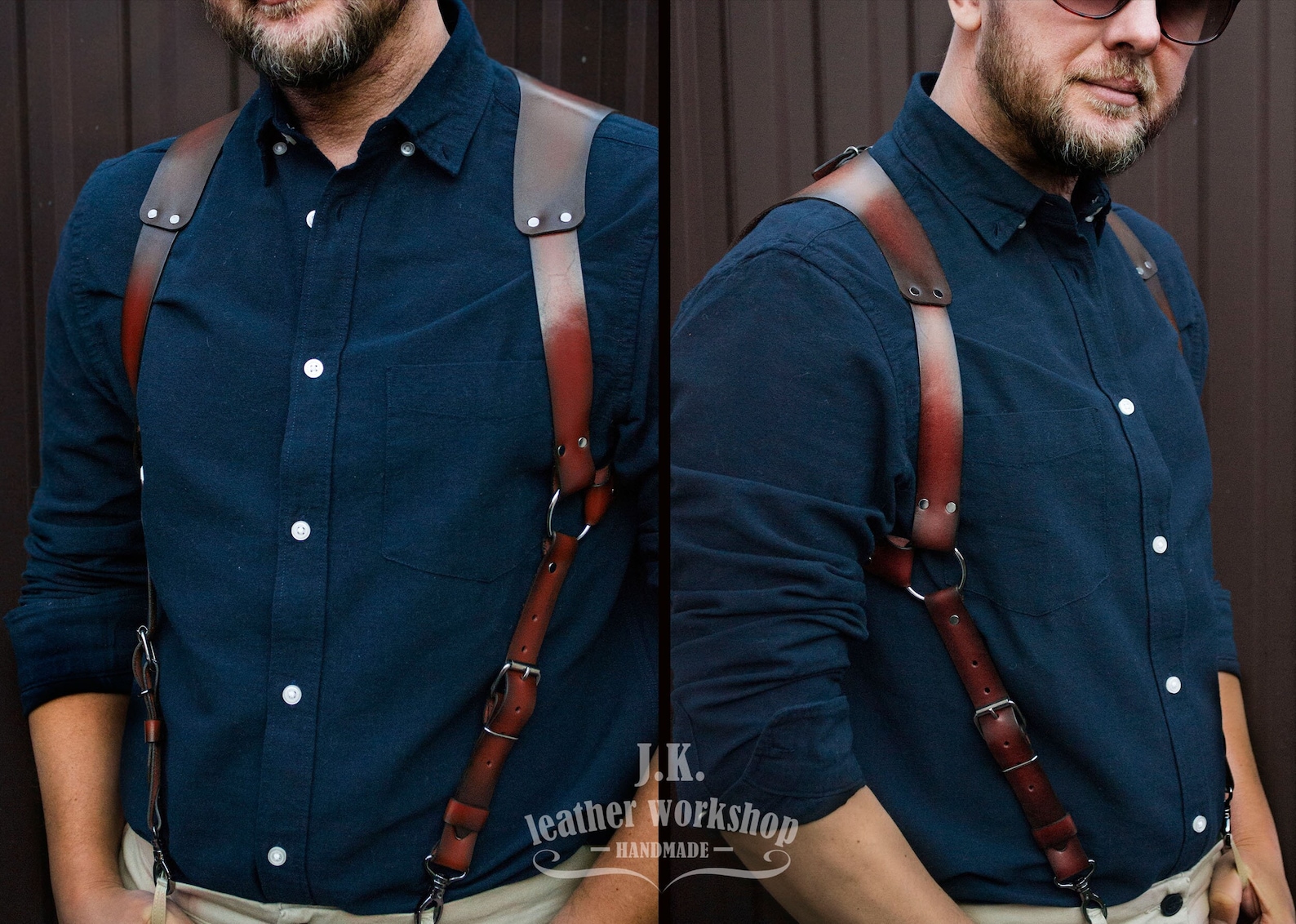 Leather Suspenders Men. Mens Leather Suspenders. Brown Leather ...