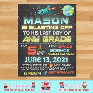 Last Day of School Sign Chalkboard Sign Boys Space Class - Etsy