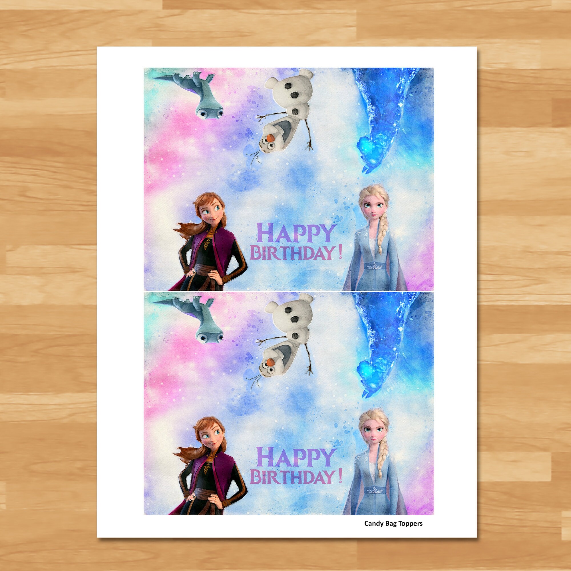 Frozen 2 Candy Bag Topper - Watercolor - Disney Frozen 2 Favor Bag ...