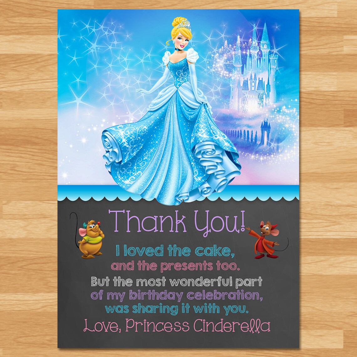 Cinderella Thank You Card Chalkboard Cinderella Thanks - Etsy