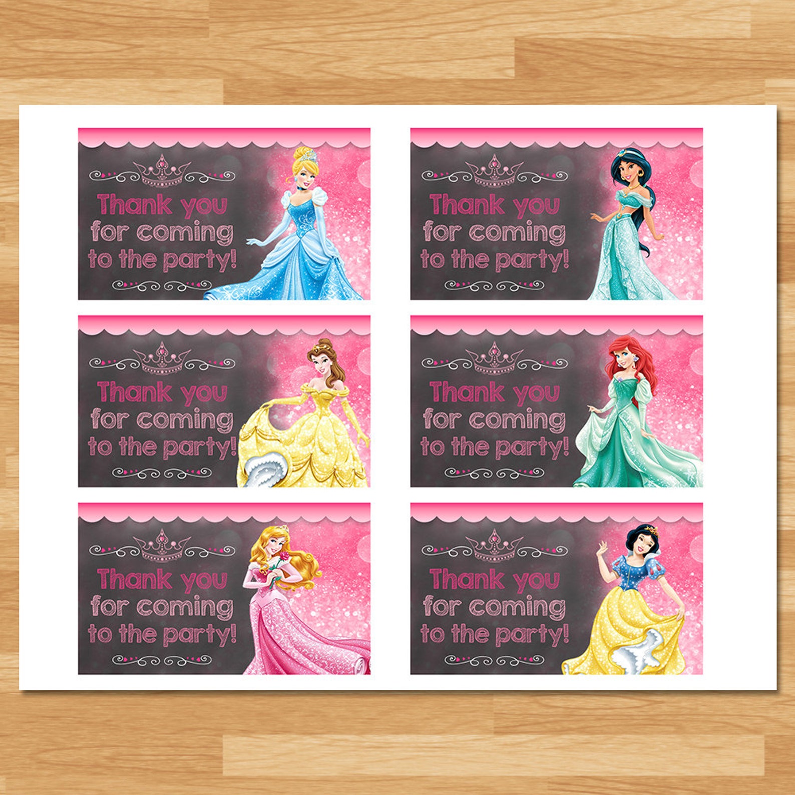 Disney Princess Party Tags Chalkboard Disney Princess - Etsy
