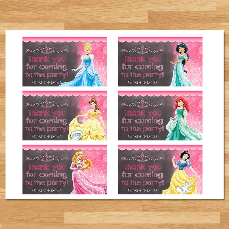 Disney Princess Party Tags - Chalkboard - Disney Princess Favor Tags ...