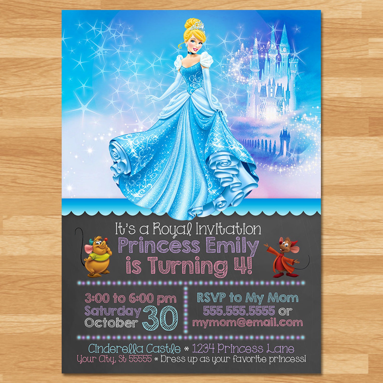 Cinderella Invitation - Chalkboard - Cinderella Invite - Disney ...