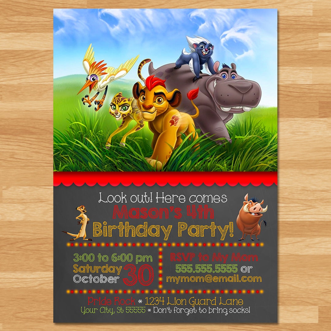 The Lion Guard Invitation - Chalkboard - Lion Guard Invite - Lion Guard ...