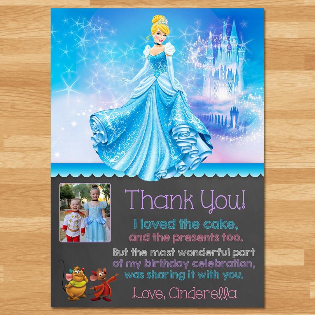 Cinderella Thank You Card - Chalkboard - Cinderella Thanks - Disney ...