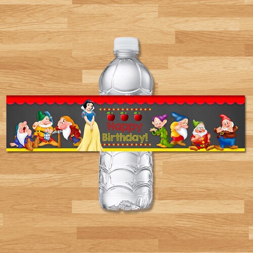 Snow White Drink Label Snow White and 7 Dwarfs Water Bottle | Etsy