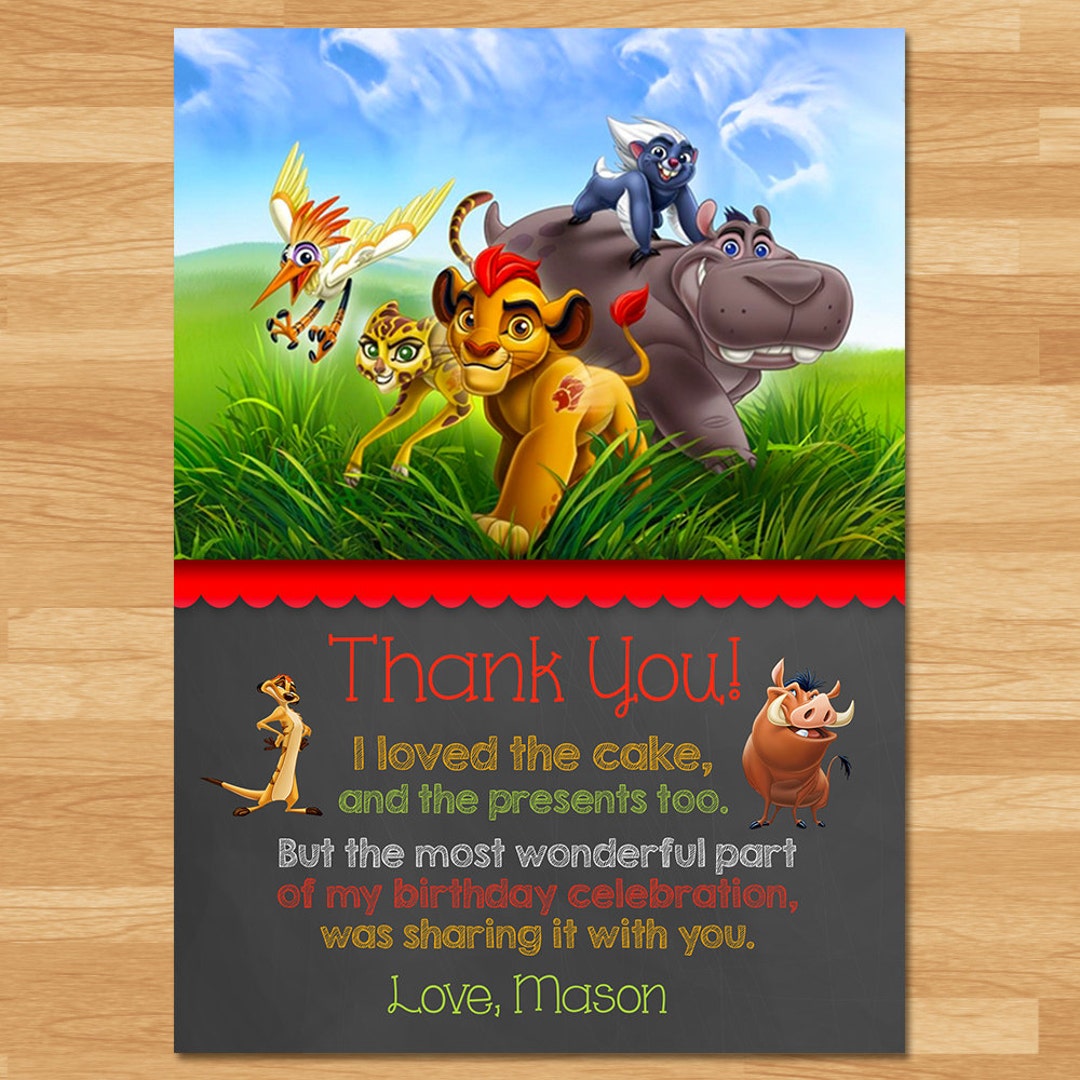 The Lion Guard Thank You Card - Chalkboard - Lion Guard Thanks - Lion ...