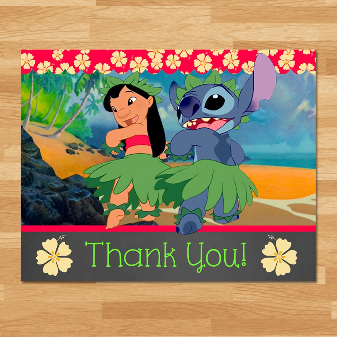 Lilo & Stitch Thank You Card Instant Download Folded Lilo - Etsy