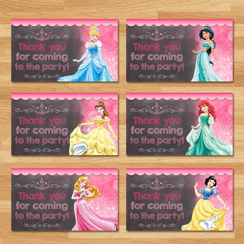 Disney Princess Party Tags - Chalkboard - Disney Princess Favor Tags ...