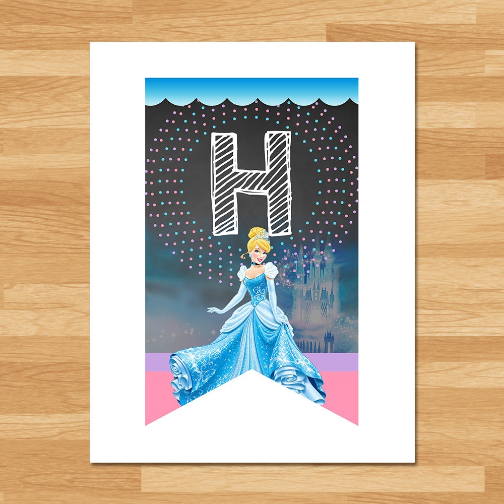 Cinderella Happy Birthday Banner Chalkboard Cinderella | Etsy
