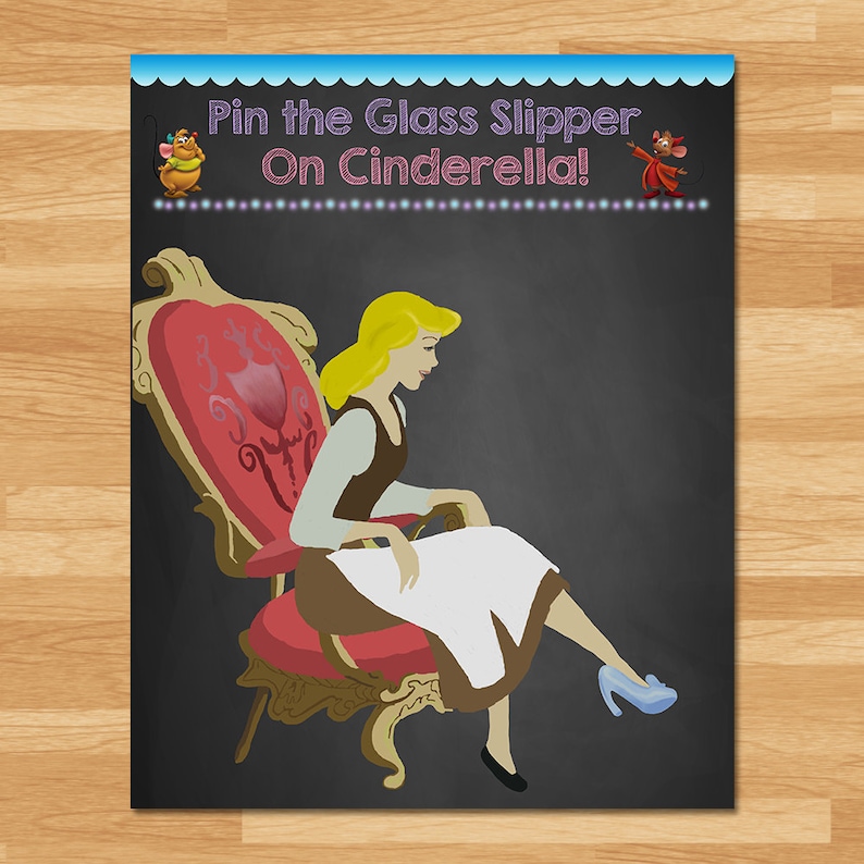 Cinderella Pin the Slipper on Cinderella Game Cinderella Pin - Etsy