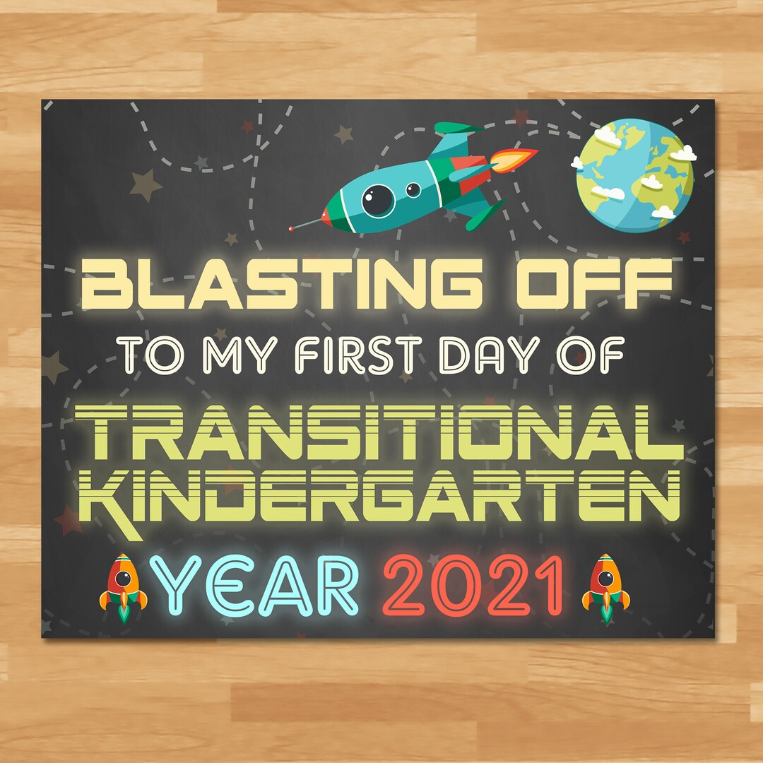 First Day of Transitional Kindergarten Sign Boys - 2021 - Chalkboard ...