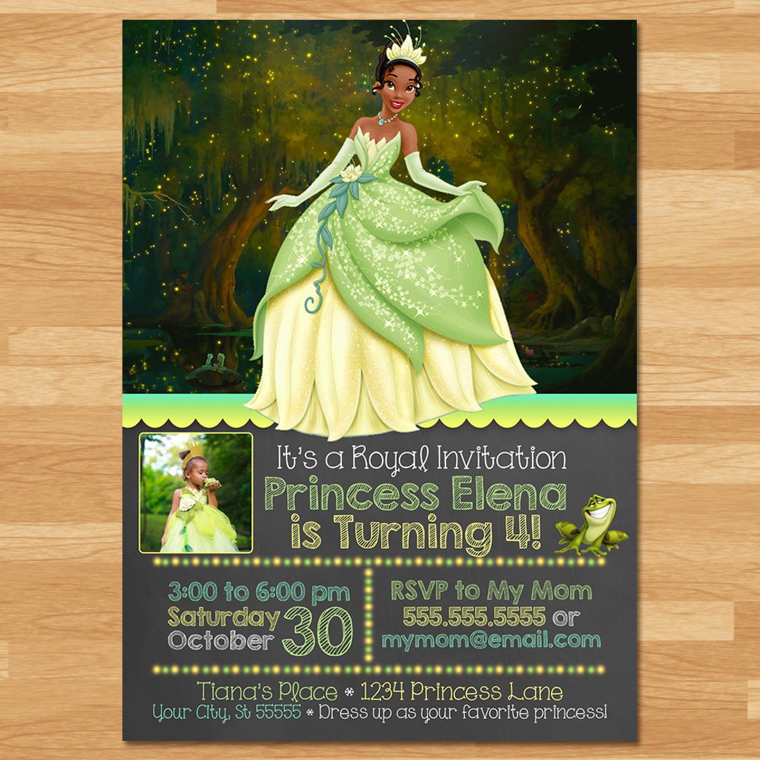 Princess and the Frog Invitation Chalkboard Frog Princess Invite Disney ...