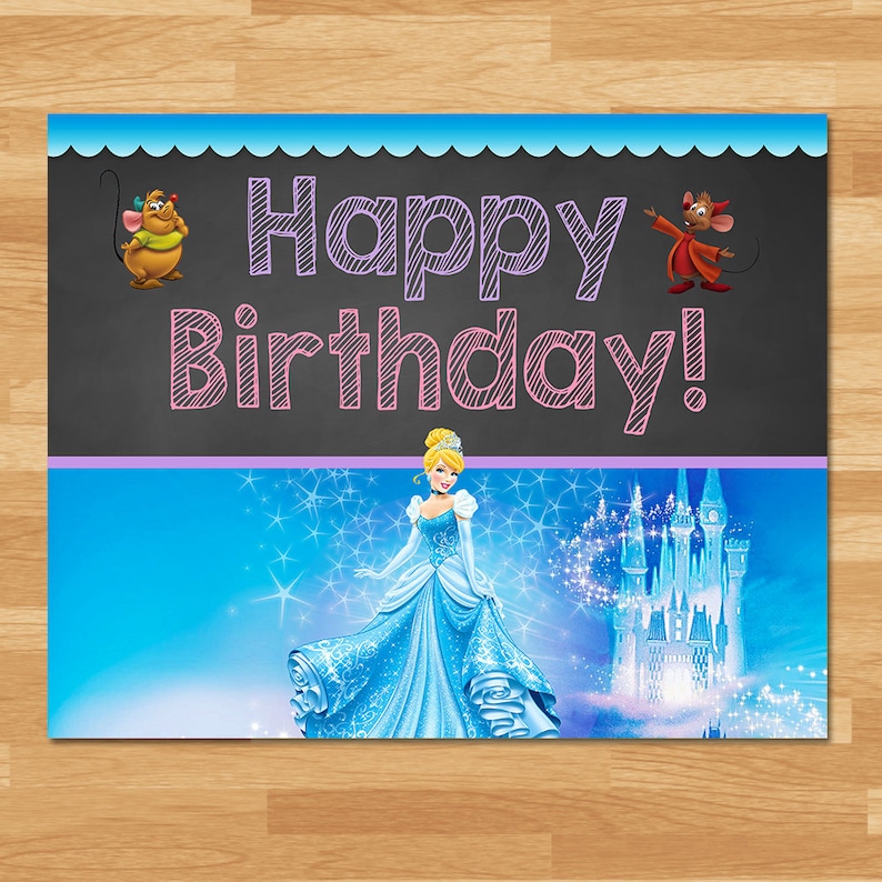 Cinderella Happy Birthday Sign Chalkboard Cinderella - Etsy