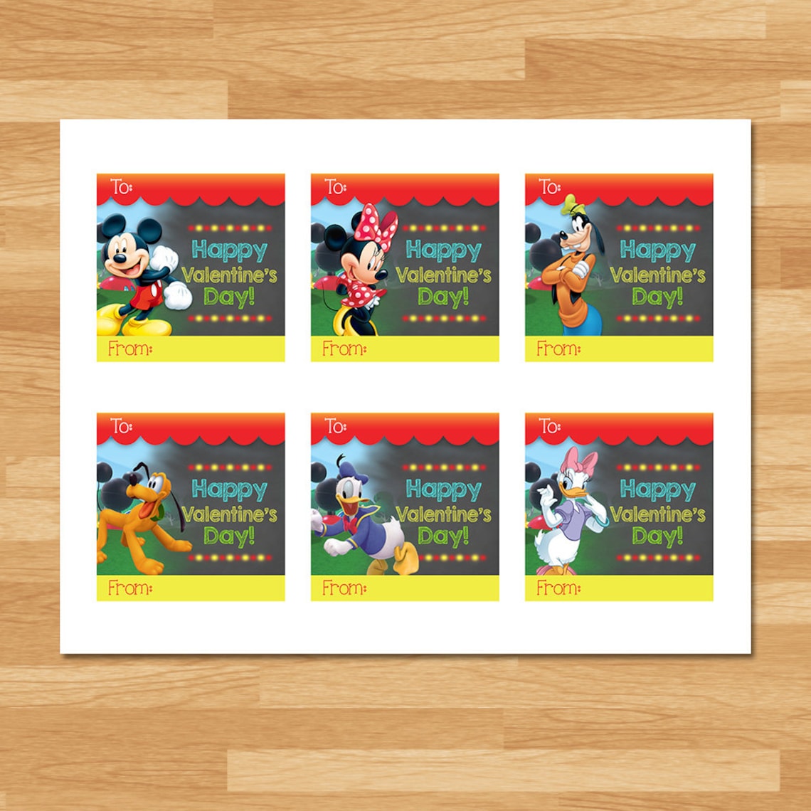 Mickey Mouse Clubhouse Valentine's Day Cards - Chalkboard - Mickey ...