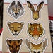 Animal Sticker Set 2 A5 Wolf / Hare / Cheetah / Tiger / Fossa / Fennec ...