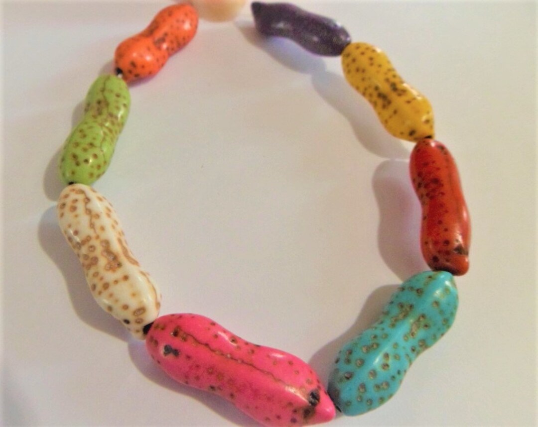 Tinted Pearl Peanut-shaped in Natural Howlite - Etsy