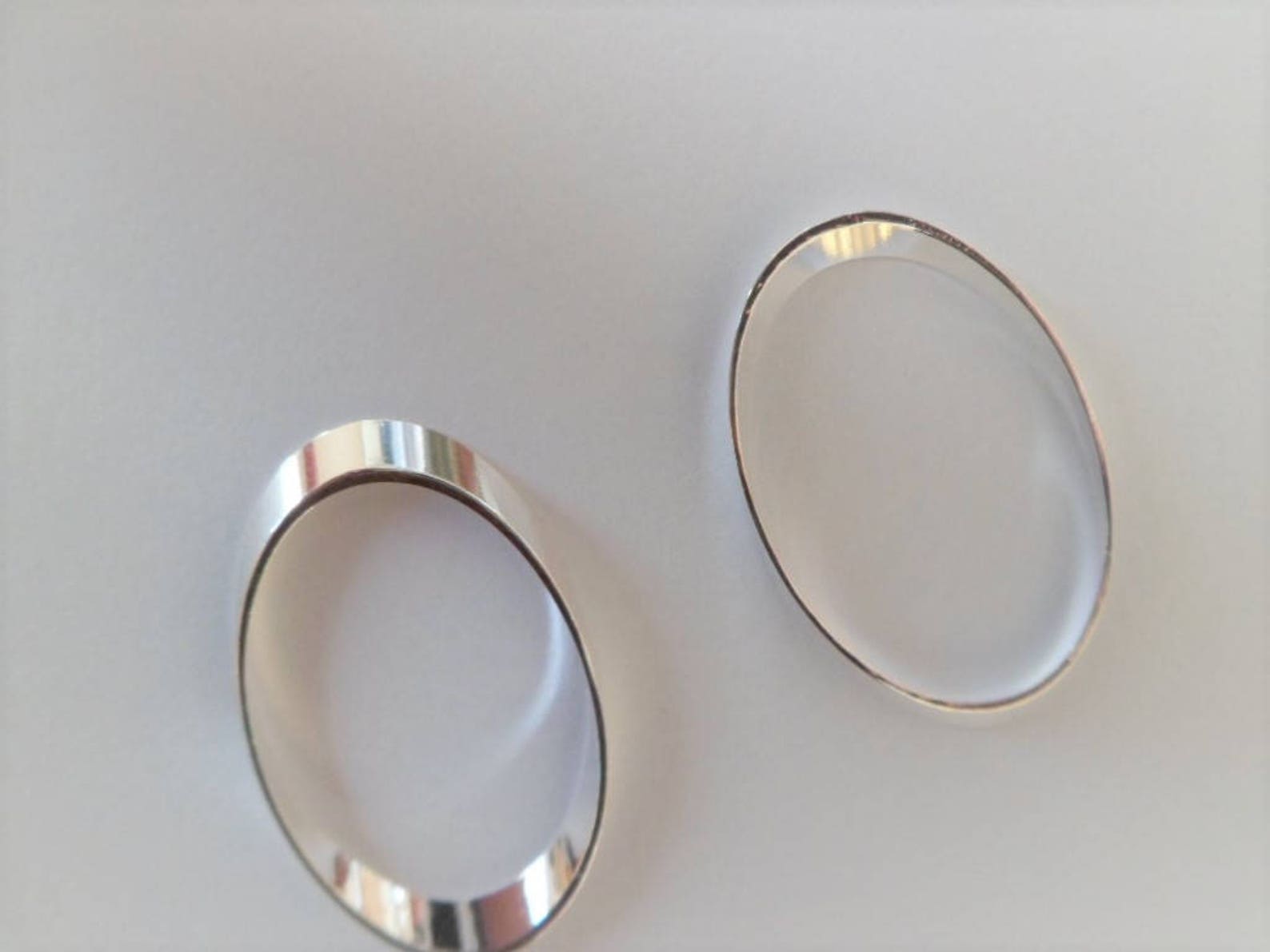 Silver Beveled Oval Rings - Etsy