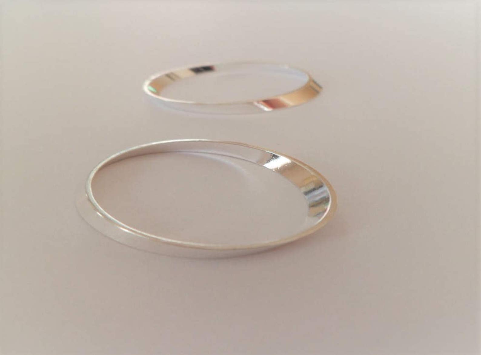 Silver Beveled Oval Rings - Etsy