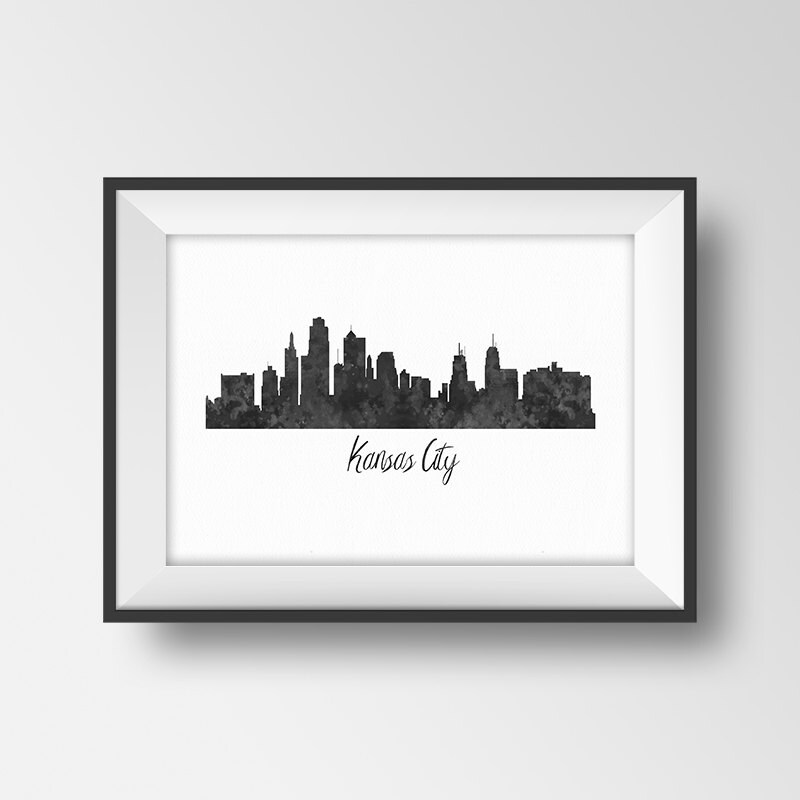 Kansas City Skyline Print, Missouri Gift, Cityscape Printable ...