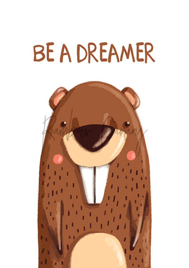 Be a dreamer quote print Beaver nursery Baby room wall decor | Etsy