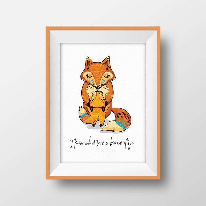 Fox Mom and Cub Printable, Little Fox and Mama Fox Print, Mother and ...